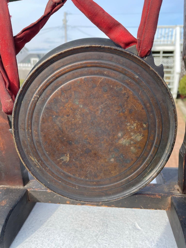Japanese Antique Bronze Gong Original Stand and Striker at 1stDibs