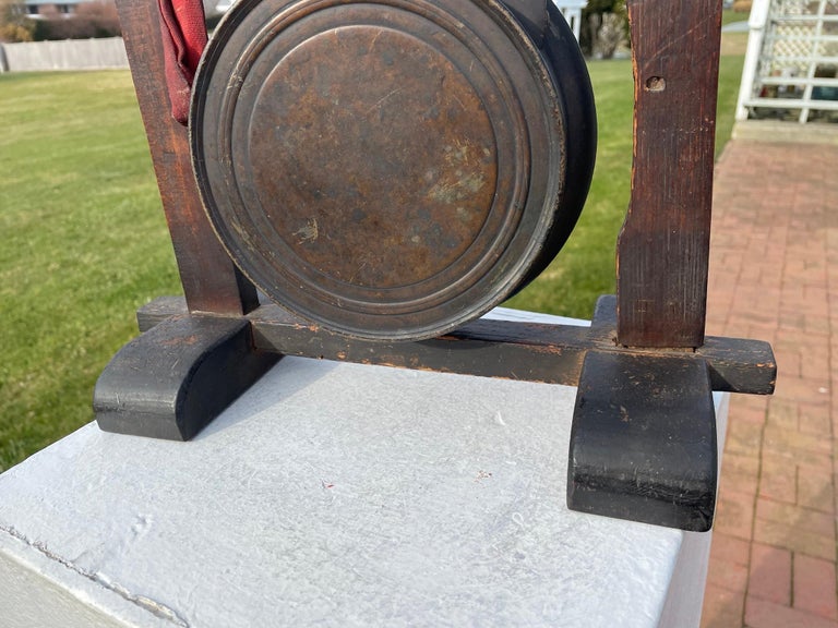 Japanese Antique Bronze Gong Original Stand and Striker at 1stDibs