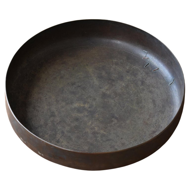 Japanese Antique Copper Alloyr Tray / 1800-1900 / Gong / Wabi-Sabi Art ...