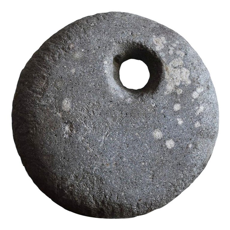 Japanese Antique Disc Stone with Holes / Appreciation Stone / Scholar's ...
