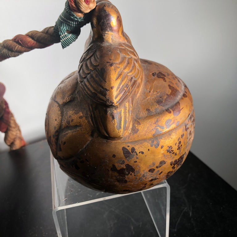 Japanese Antique "Double Bird" Hand Cast Shinto Temple Bell with Rope ...