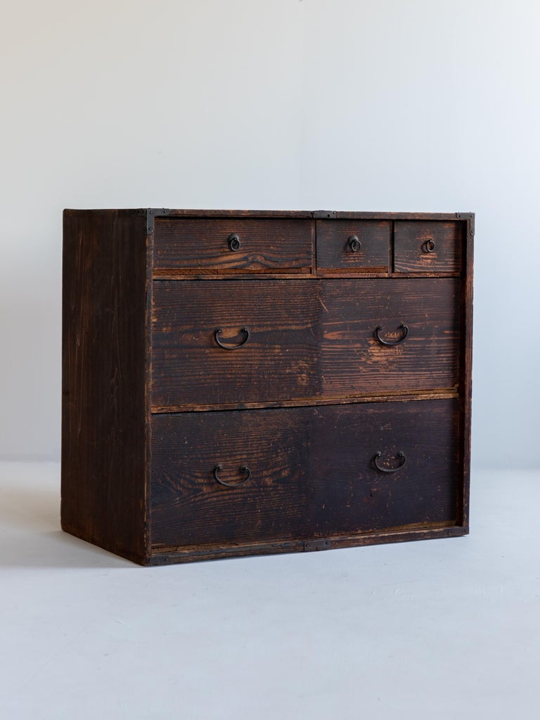Japanese Antique Drawer 1860s-1900s / Cabinet Wabi Sabi Storage Tansu ...