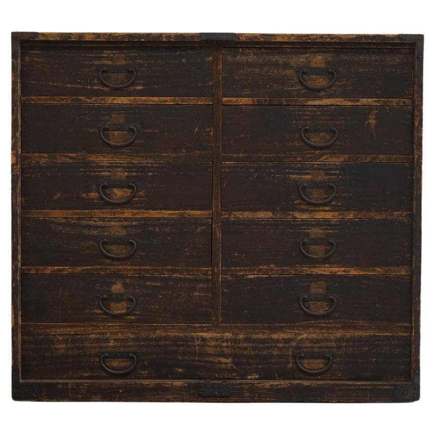 Japanese antique drawer 1860s-1920s / Black urushi finished wabi sabi ...