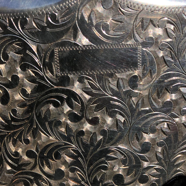 Japanese Antique Fine Pure Silver Drinking "Hip" Flask, Finely Carved ...