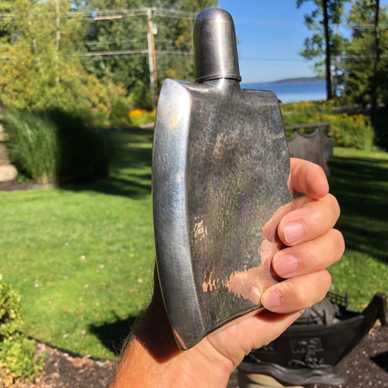 Japanese Antique Fine Pure Silver Drinking "Hip" Flask, Finely Carved ...