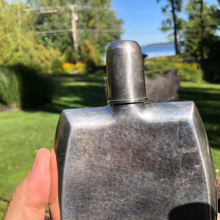 Japanese Antique Fine Pure Silver Drinking "Hip" Flask, Finely Carved ...