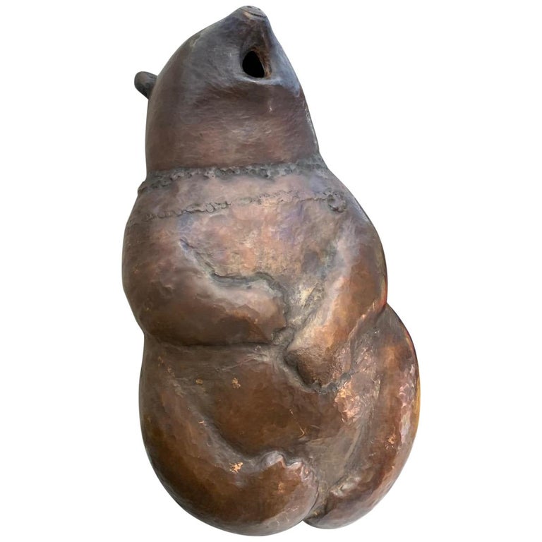Japanese Antique Hand wrought Copper Tanuki at 1stDibs
