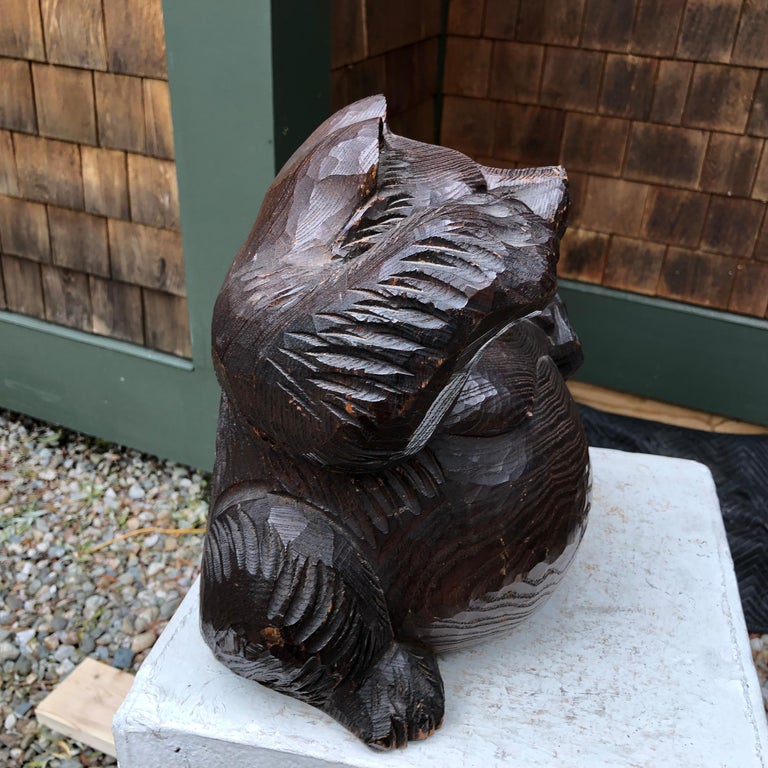 Japanese Antique Folk Tanuki Handmade Hand Carved One-of-Kind Rare ...