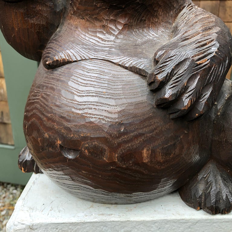 Japanese Antique Folk Tanuki Handmade Hand Carved One-of-Kind Rare ...