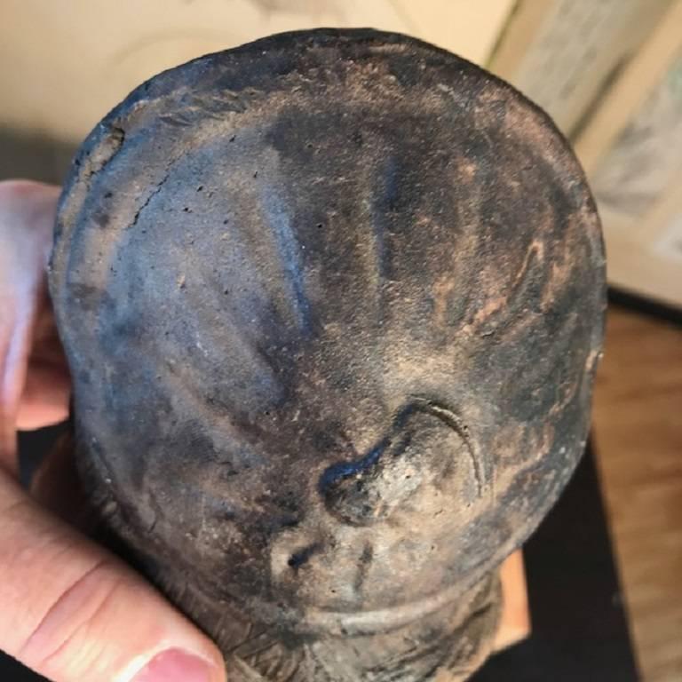 Japanese Antique Folk Tanuki Handmade Hand Glazed Big Belly Party Hero ...