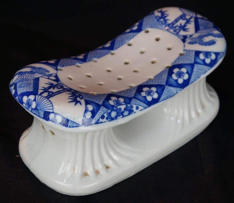 Japanese Antique Geisha Blue Flowers Pillow, Makura 19th Century at 1stDibs