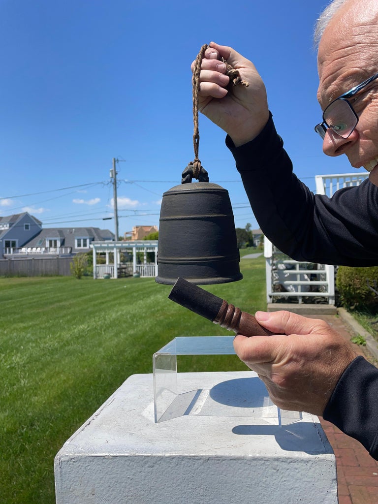 Japanese Antique Hand Cast Bell Resonates with Beautiful Sound at 1stDibs