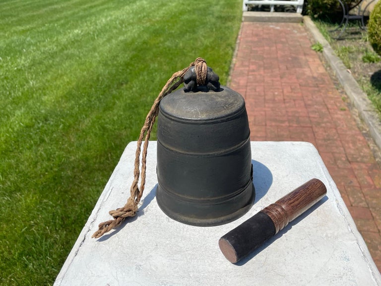 Japanese Antique Hand Cast Bell Resonates with Beautiful Sound at 1stDibs