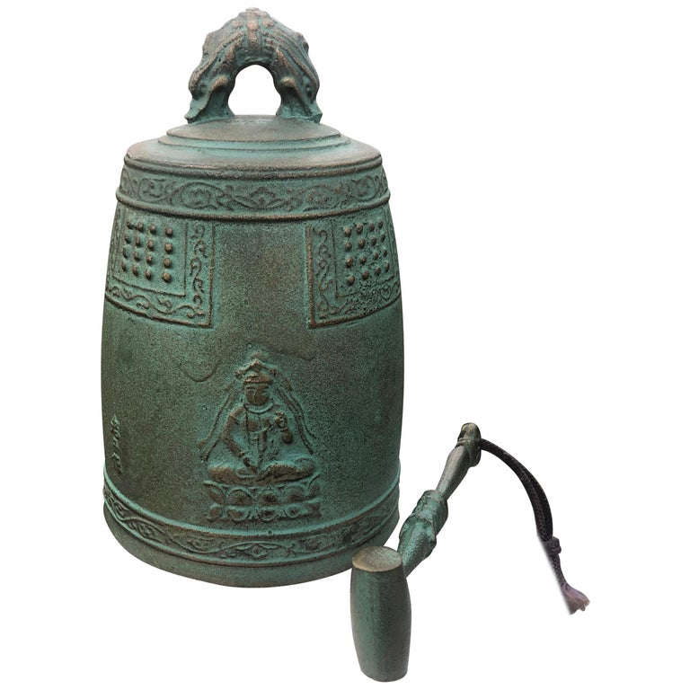 Japanese Hand Cast Bronze Temple Bell "Flying Angels And Buddha" at ...