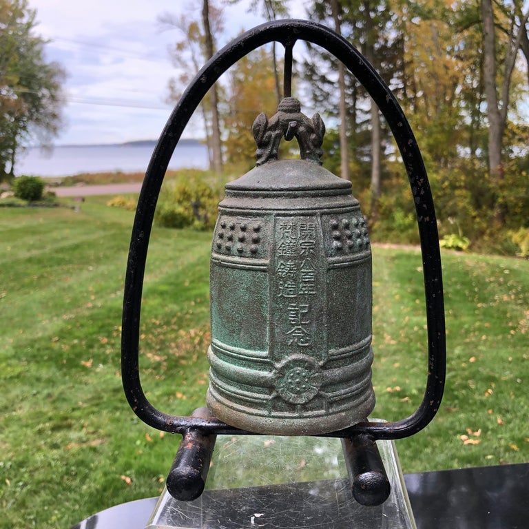 Japanese Hand Cast Bronze Temple Bell with Display Stand, Old Kyoto ...