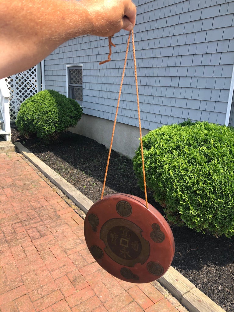 Japanese Antique Hand Cast Red Bronze Garden Gong Soothing Deep Sound ...