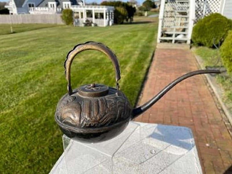 Japanese Antique Handcrafted Copper Watering Vessel "Koi and Waves" at ...