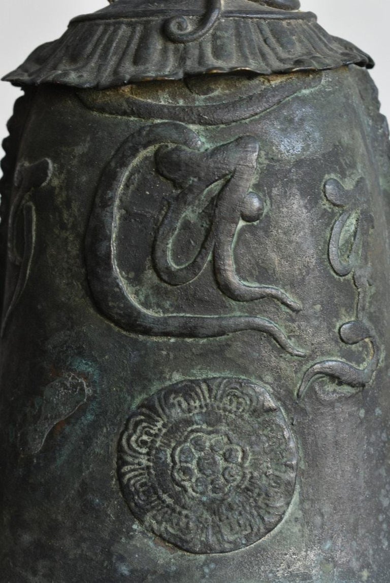 Chinese Antique Hanging Bell Made of Bronze with Dragon and Sanskrit ...