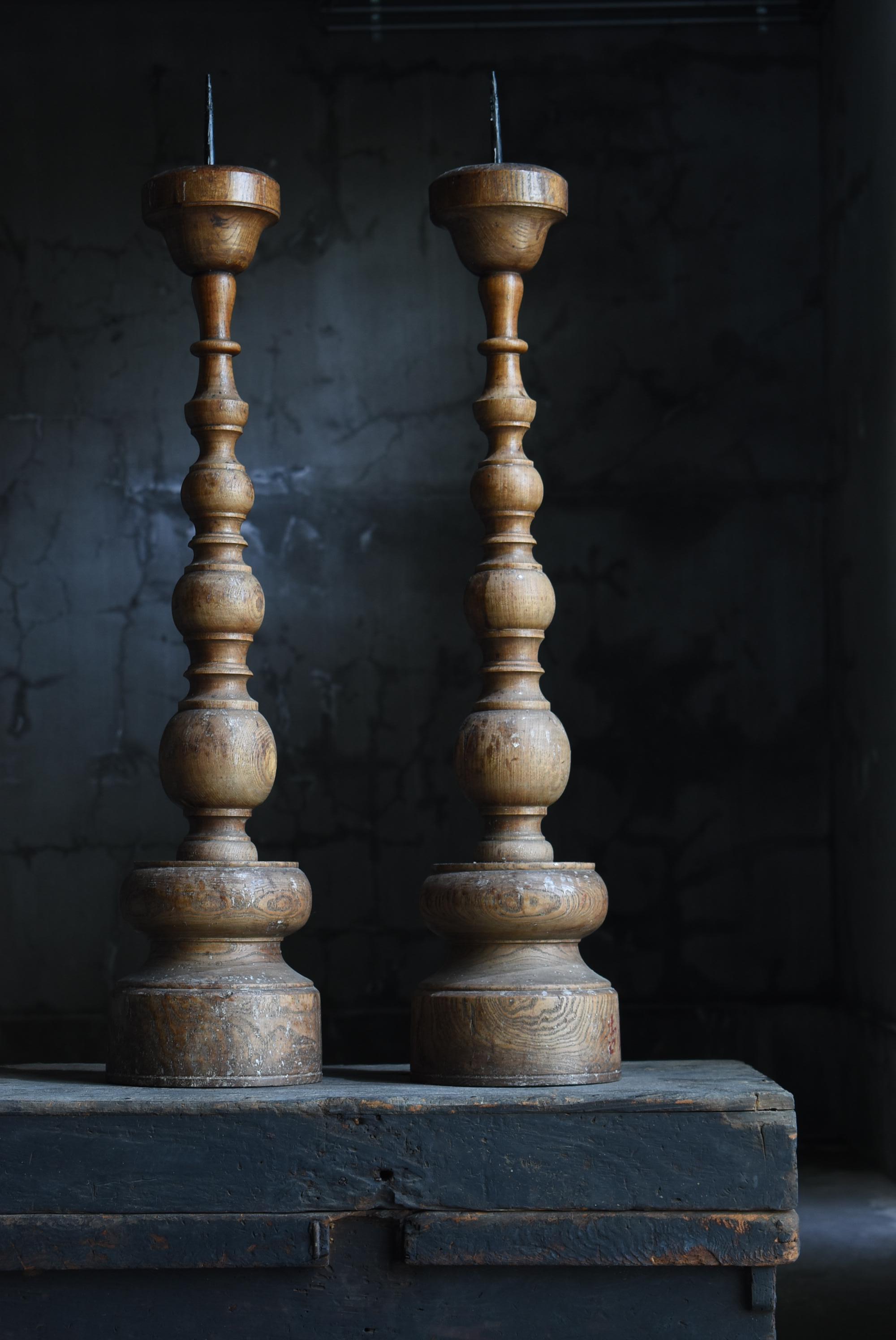 Japanese Antique Huge Candlesticks Pair 1860s-1900s/Figurine Wabi-Sabi ...