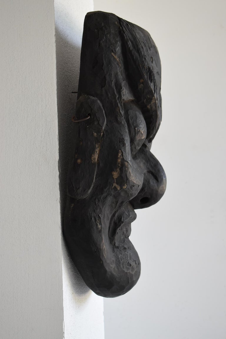 Japanese Antique Huge Wood Carving Masks 1860s-1920s/Mingei Wall Decor ...