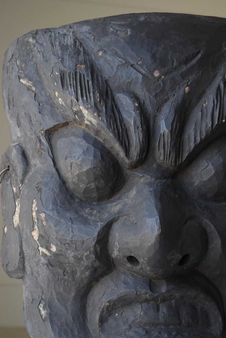 Japanese Antique Huge Wood Carving Masks 1860s-1920s/Mingei Wall Decor ...