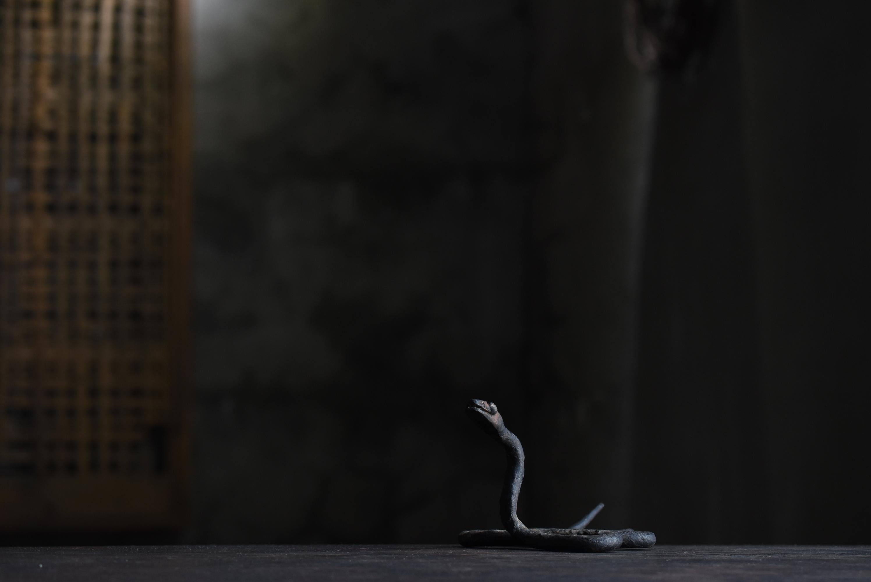 Japanese Antique Iron Snake 1860s-1900s / Figurine Object Wabisabi ...