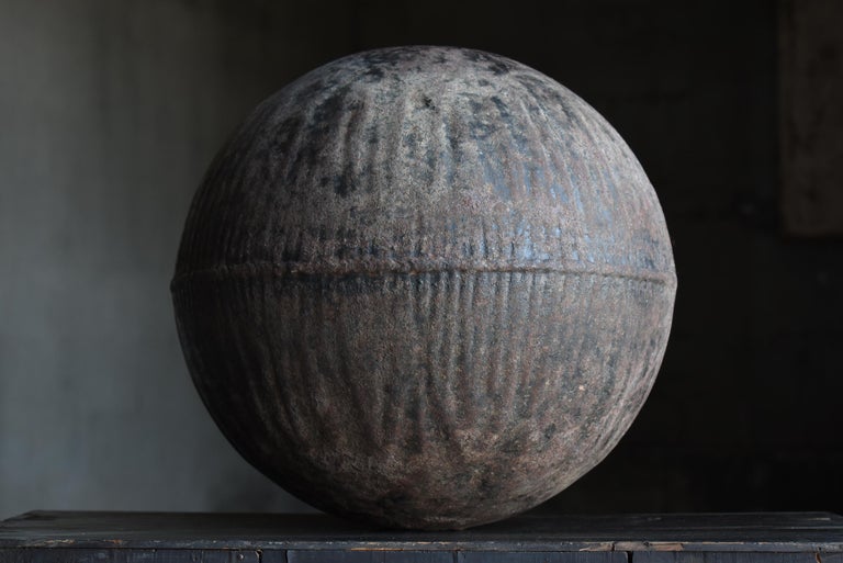 Japanese Antique Iron Sphere 1920s-1940s / Flower Vase Ball Object Wabi ...