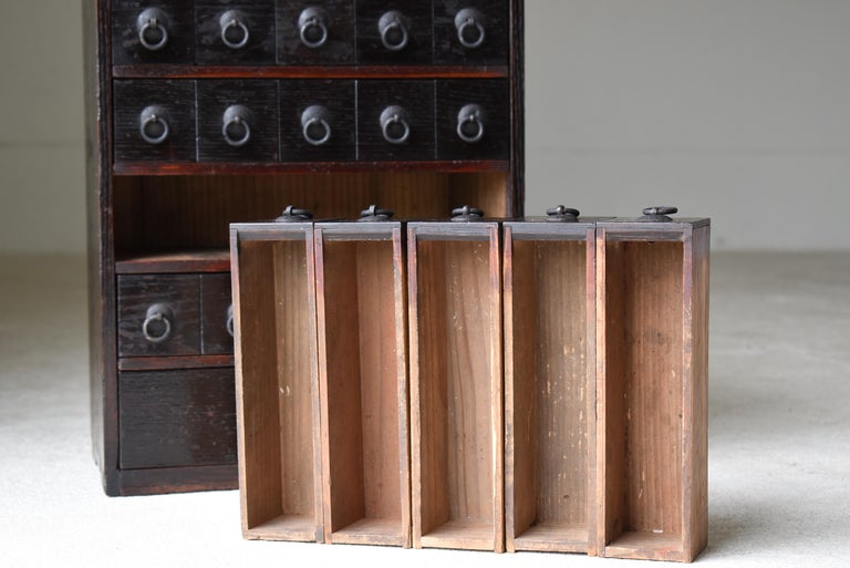 Japanese Antique Medicine Chest 1860s-1920s/Drawer Storage Wabisabi ...