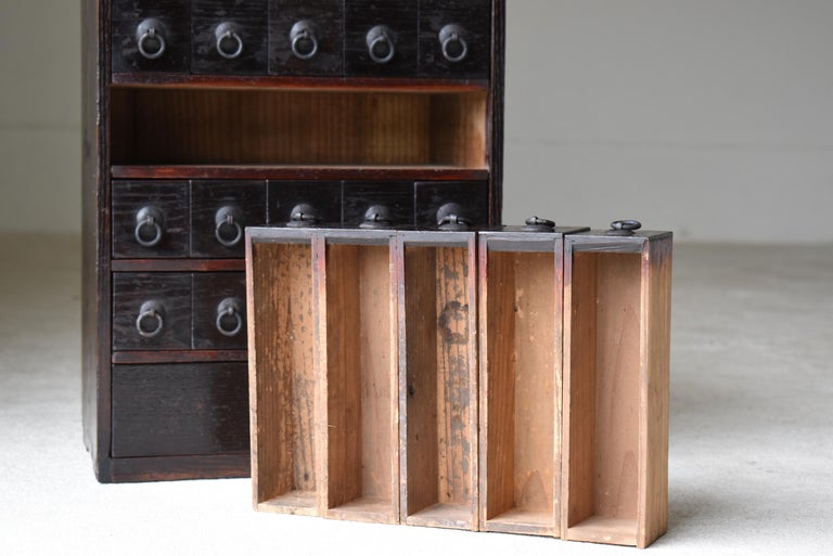 Japanese Antique Medicine Chest 1860s-1920s/Drawer Storage Wabisabi ...