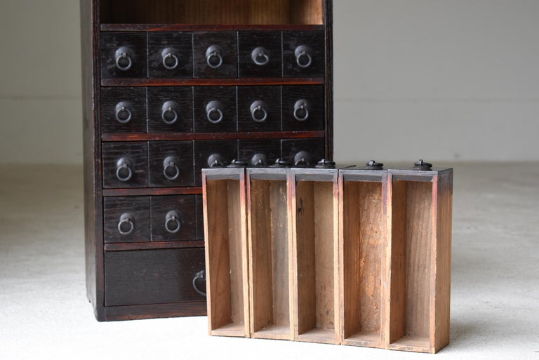 Japanese Antique Medicine Chest 1860s-1920s/Drawer Storage Wabisabi ...