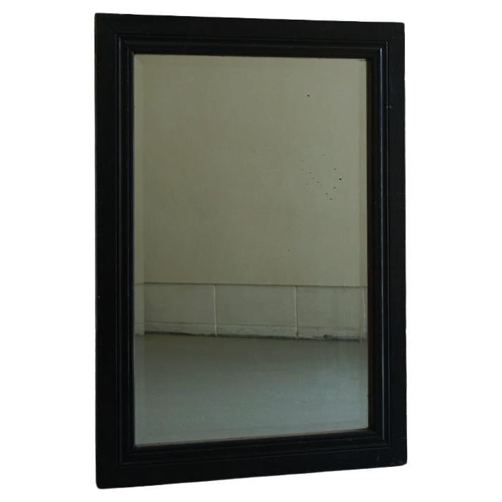 Japanese antique mirror black frame chamfer For Sale at 1stDibs