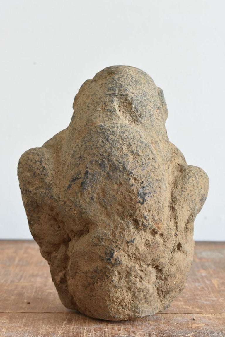 Japanese Antique Monkey-Shaped Couple Stone Statue / Prosperity of ...