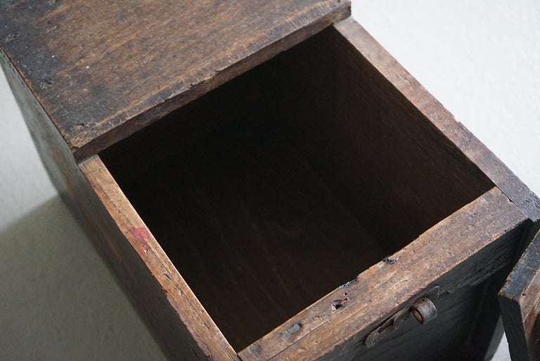 Japanese Antique Old Coin box Chestnut wood Edo Period Wabi-Sabi For ...