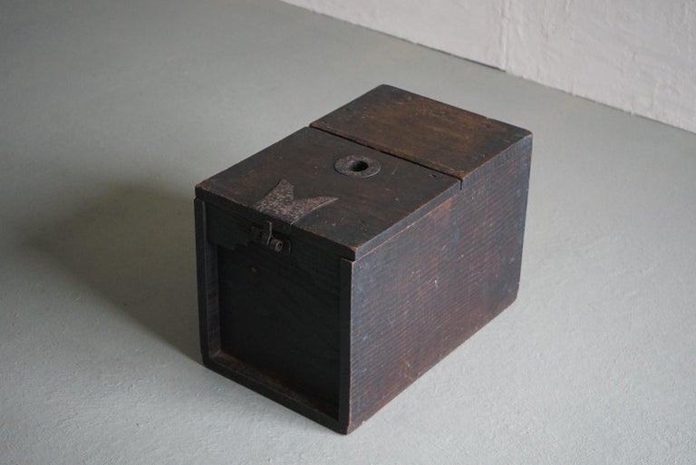 Japanese Antique Old Coin box Chestnut wood Edo Period Wabi-Sabi For ...