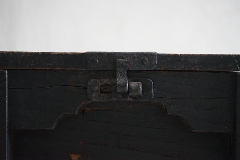 Japanese Antique Old Coin box Chestnut wood Edo Period Wabi-Sabi For ...