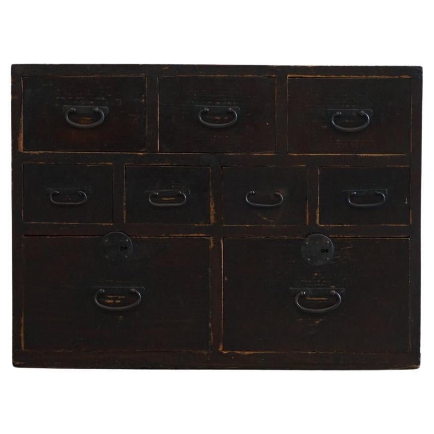 Japanese Antique Old Coin box Chestnut wood Edo Period Wabi-Sabi For ...