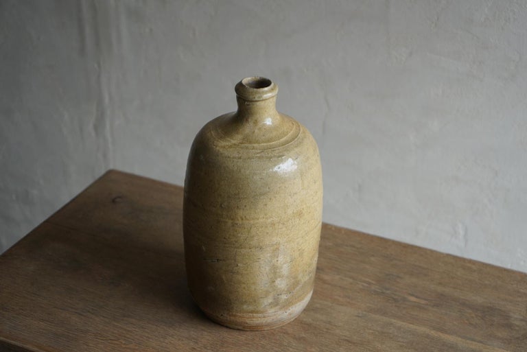 Japanese Antique Old Pottery Sake Bottle Vese Primitive Wabi-Sabi ...