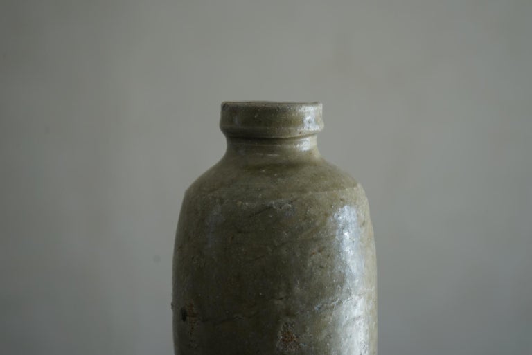 Japanese Antique Old Pottery Sake Bottle Vese Primitive Wabi-Sabi ...