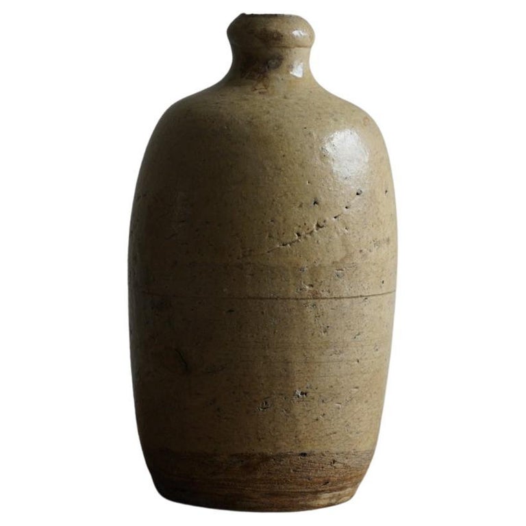 Japanese Antique Old Pottery Sake Bottle Vese Primitive Wabi-Sabi ...