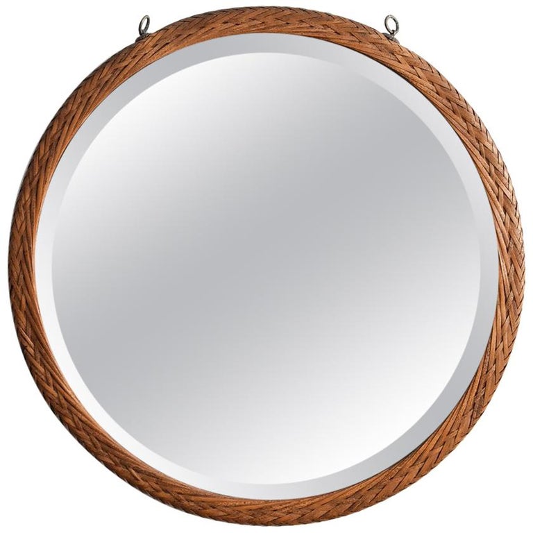 Japanese Antique 'or Vintage' Bamboo-Knitted Wall Mirror / Taisho-Showa ...