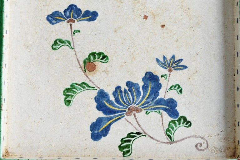 Japanese Antique Overglaze Pottery Square Plate/Square Pottery Tray/1800s/Edo For Sale at 1stDibs