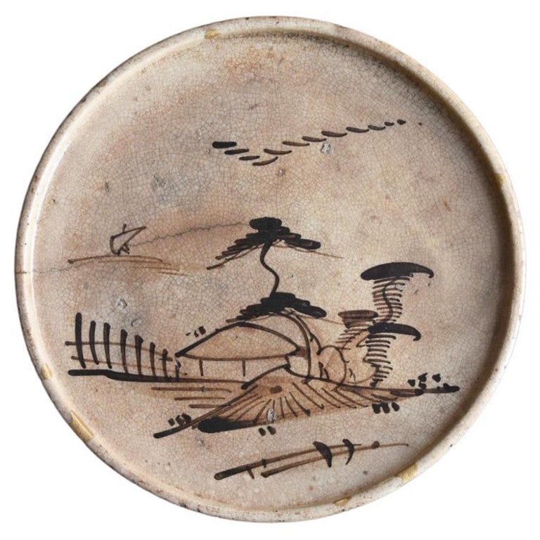 Japanese Antique-Painted Pottery Plate / 'Seto Ware' / 1750-1868 ...