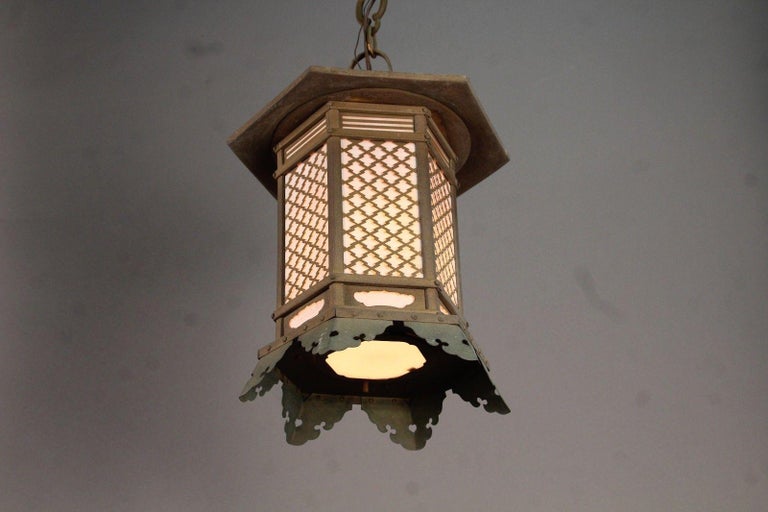 Japanese Antique Pair Fine Bronze Pendant Lantern Light Fixtures ...