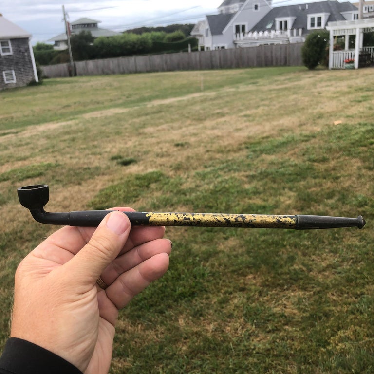 Japanese Antique Pair of Gold Gilt Long Smoking Pipes Kiseru at 1stDibs