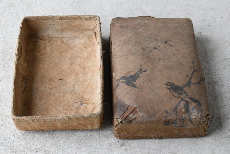 Japanese Antique Paper-Covered Box 1800s-1860s/Edo Period Wabisabi Art ...