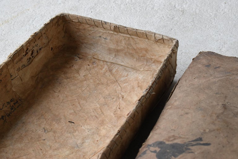 Japanese Antique Paper-Covered Box 1800s-1860s/Edo Period Wabisabi Art ...