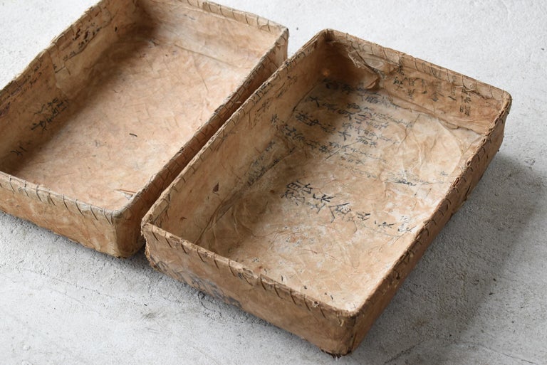 Japanese Antique Paper-Covered Box 1800s-1860s/Edo Period Wabisabi Art ...