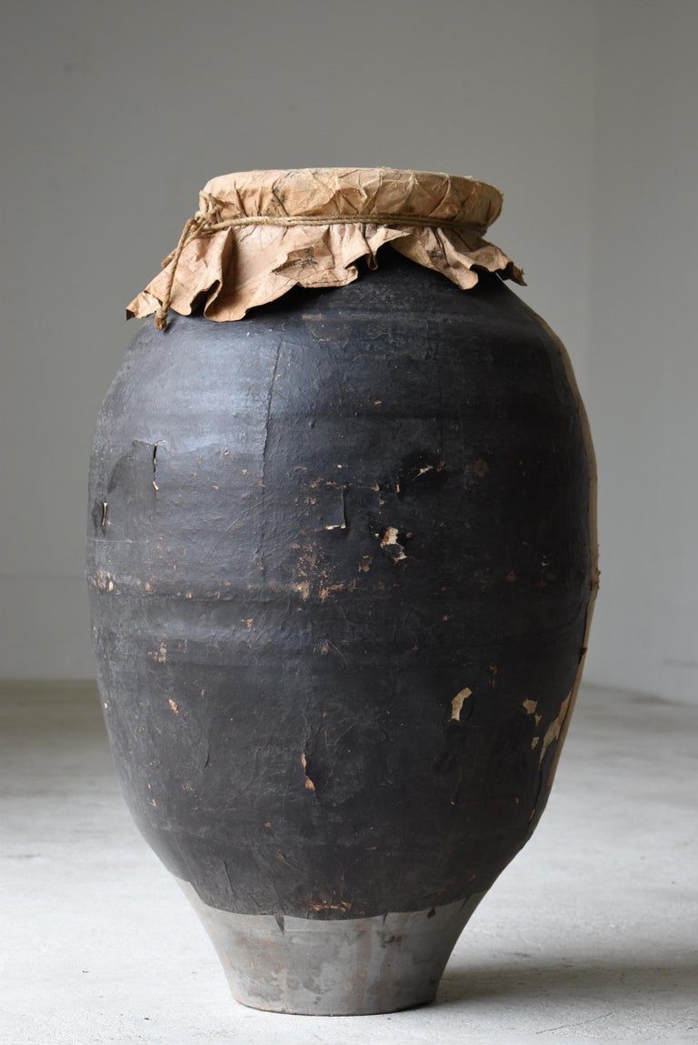 Japanese Antique Paper-Covered Pottery 1860s-1900s /Pot Tsubo Vessel ...