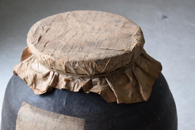 Japanese Antique Paper-Covered Pottery 1860s-1900s /Pot Tsubo Vessel ...