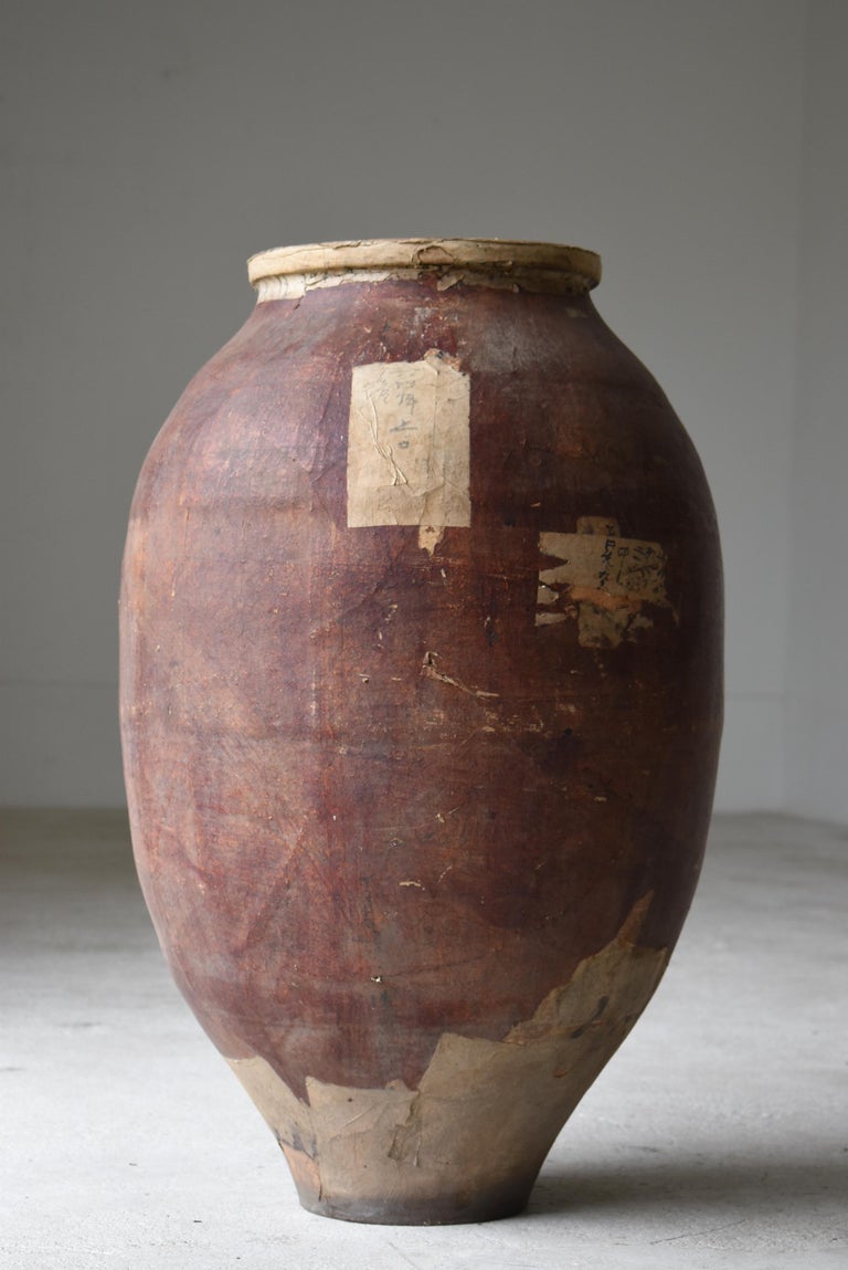 Japanese Antique Paper-Covered Pottery 1860s-1900s /Tsubo Vessel Flower ...